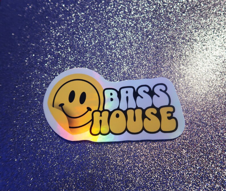 Bass House Smiley Holographic Sticker EDM Holo Sticker - Etsy