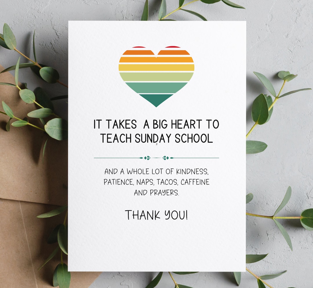 Thank You Sunday School Teacher Humor Blank Greeting Card - Etsy