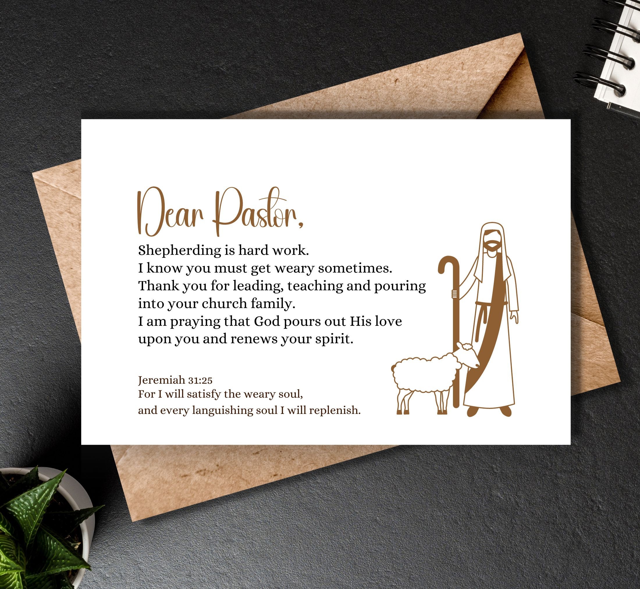 Pastor Appreciation Thank You Card Shepherding Church Family Christian ...