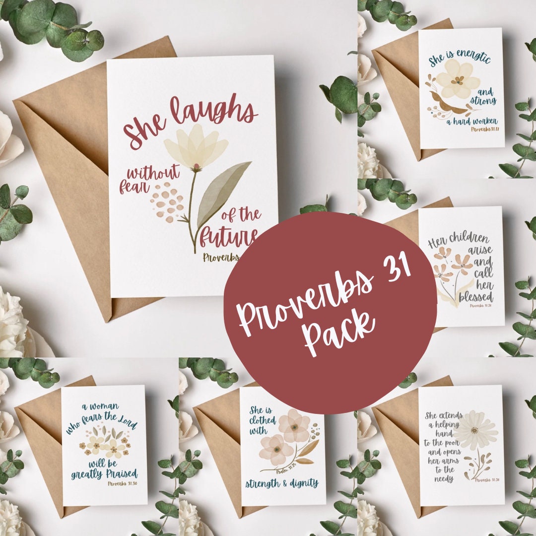 6 Card Proverbs 31 Encouragement Pack, Encouraging Scripture ...