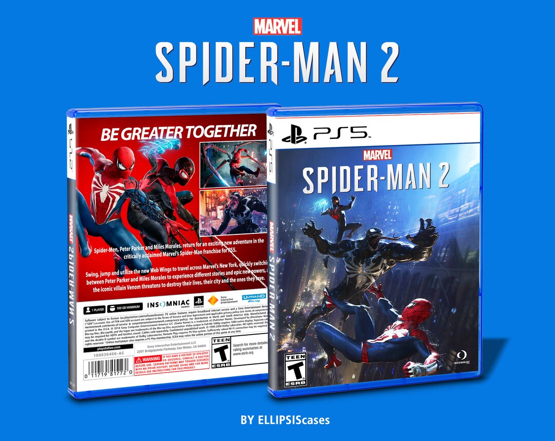 Spider-man 2 Inspired PS5 Custom Replacement Game Cover Art DIGITAL ...