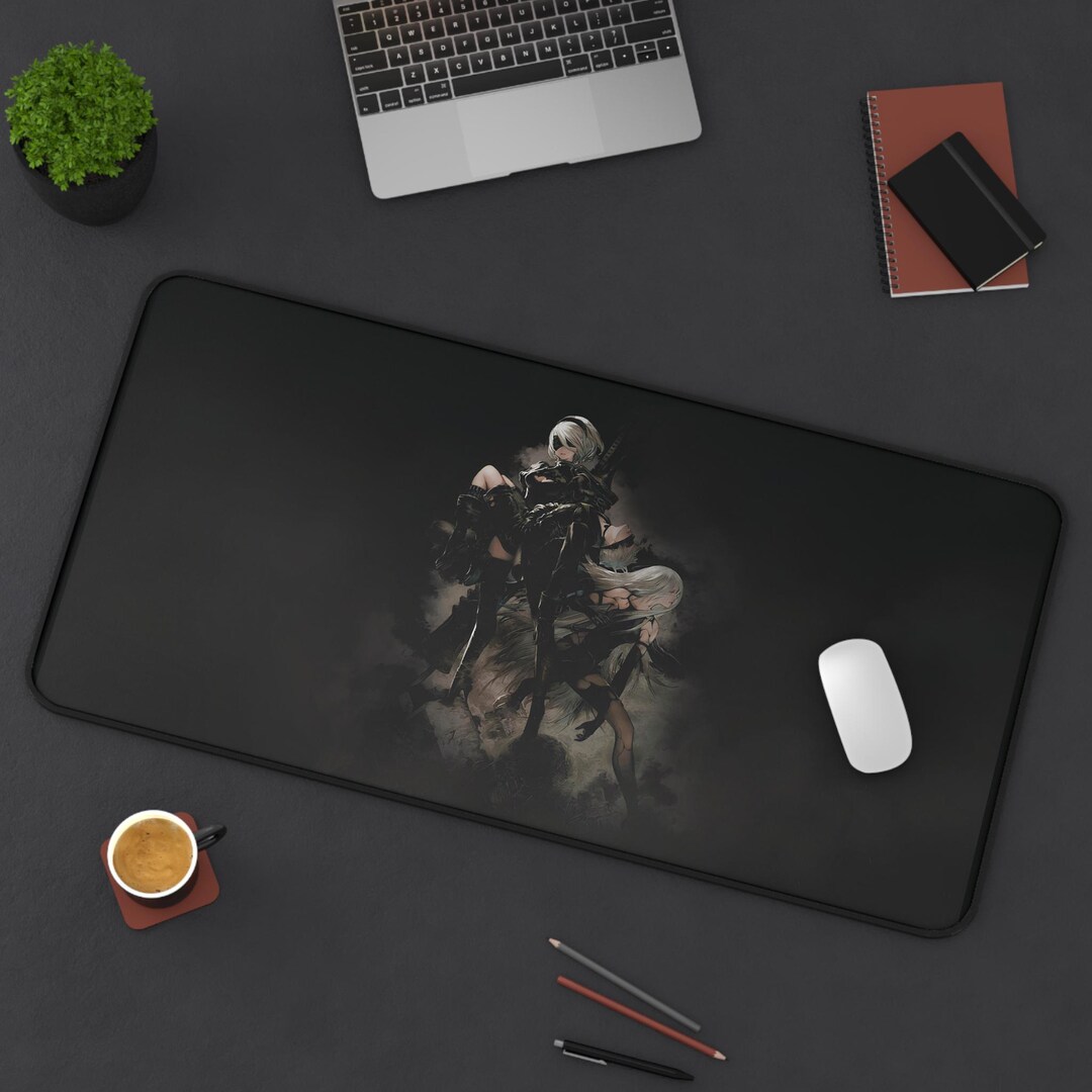 Nier Automata Black Themed Key Art, Mouse Pad, Play Mat, Desk Mat - Etsy