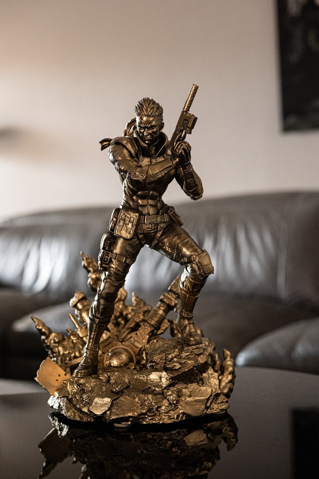 Metal Gear Solid Solid Snake 3D Printed Statue Figure Brass Finish 1/6 ...