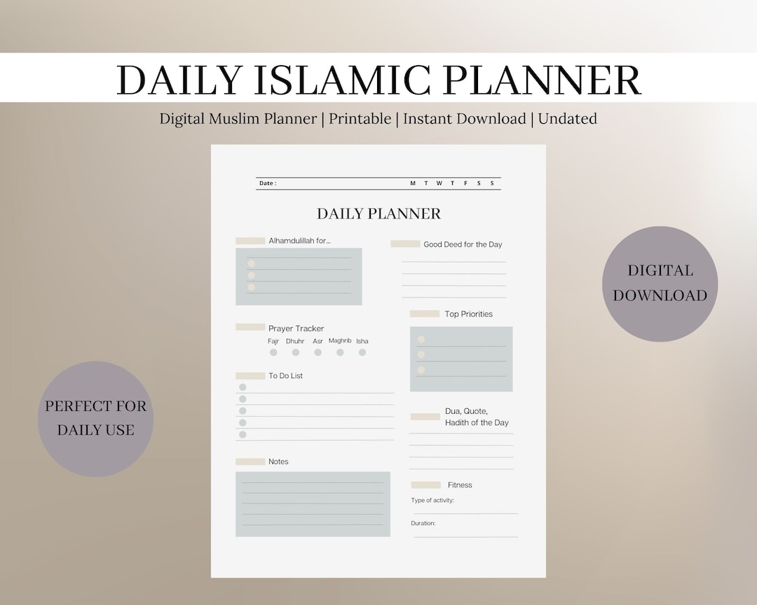 Muslim Daily Planner, Digital Planner, Salah Prayer Tracker, Islamic ...