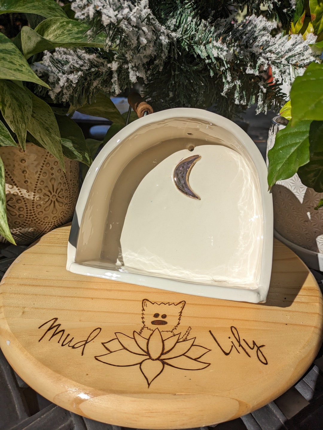 Hand Sculpted 24k Crescent Moon Arched Alter Ceramic Shelf - Etsy