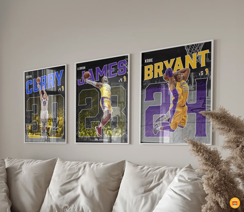 NBA Goats Bryant Lebron and Curry Poster Bundler, Printable NBA Poster ...