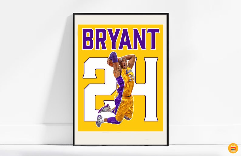 Kobe Bryant Printable Poster La Lakers Jersey Print High Etsy