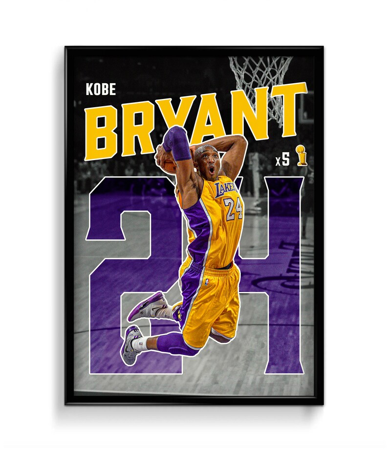 Kobe Bryant Printable Poster With Titles La Lakers High Quality Wall