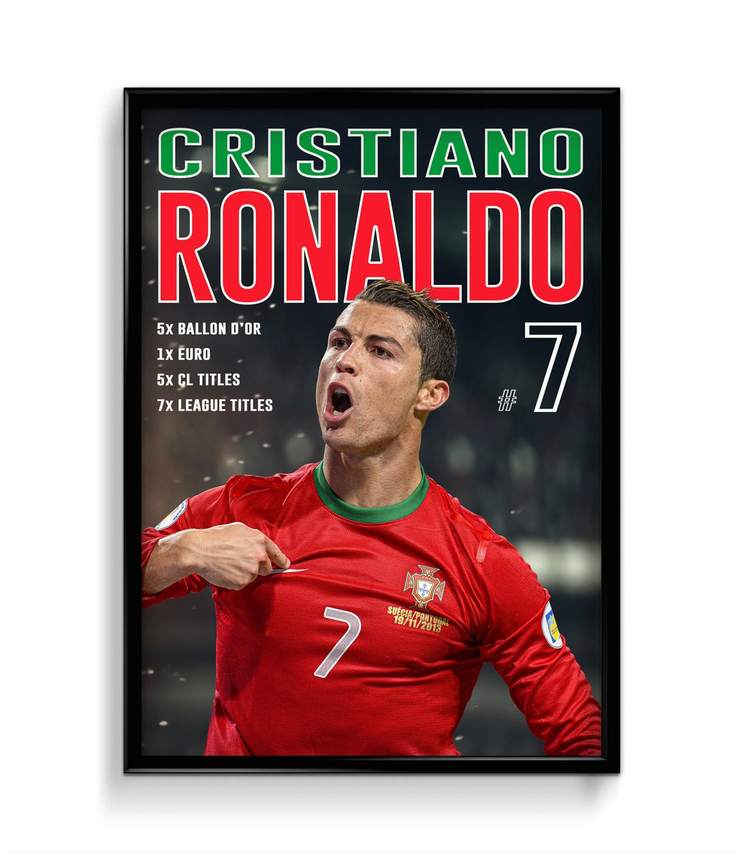 Printable Cristiano Ronaldo Poster With Football Titles, High Quality ...