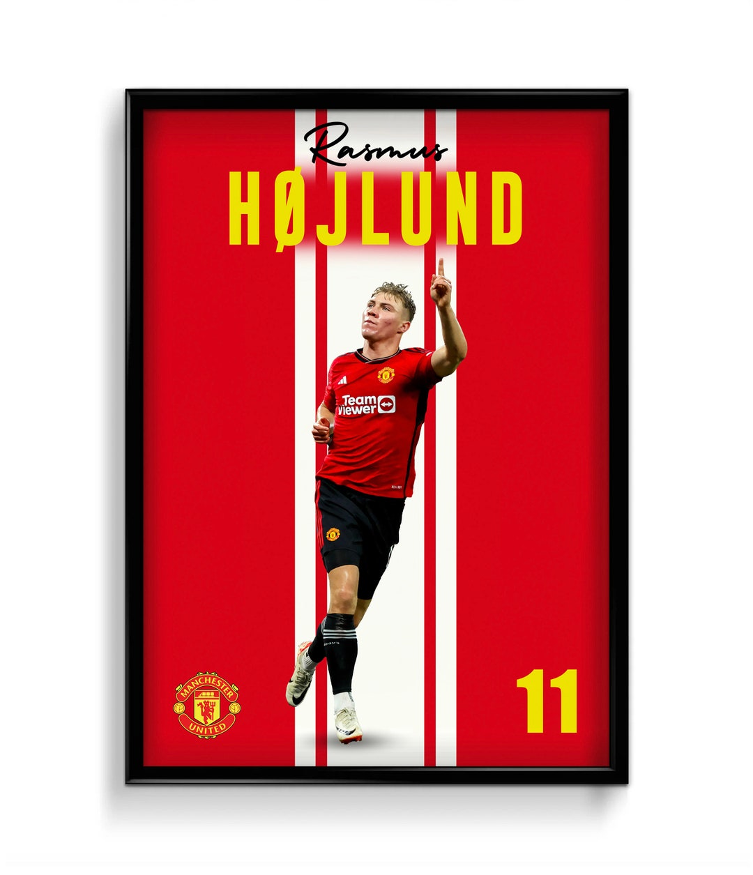 Rasmus Hojlund Poster, Hojlund Printable Poster, Manchester United ...
