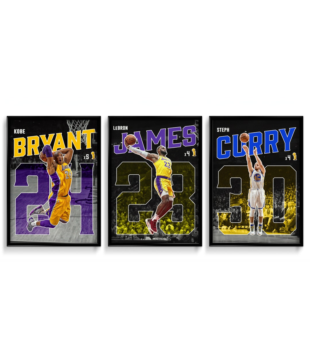 NBA Goats Bryant Lebron and Curry Poster Bundler, Printable NBA Poster ...
