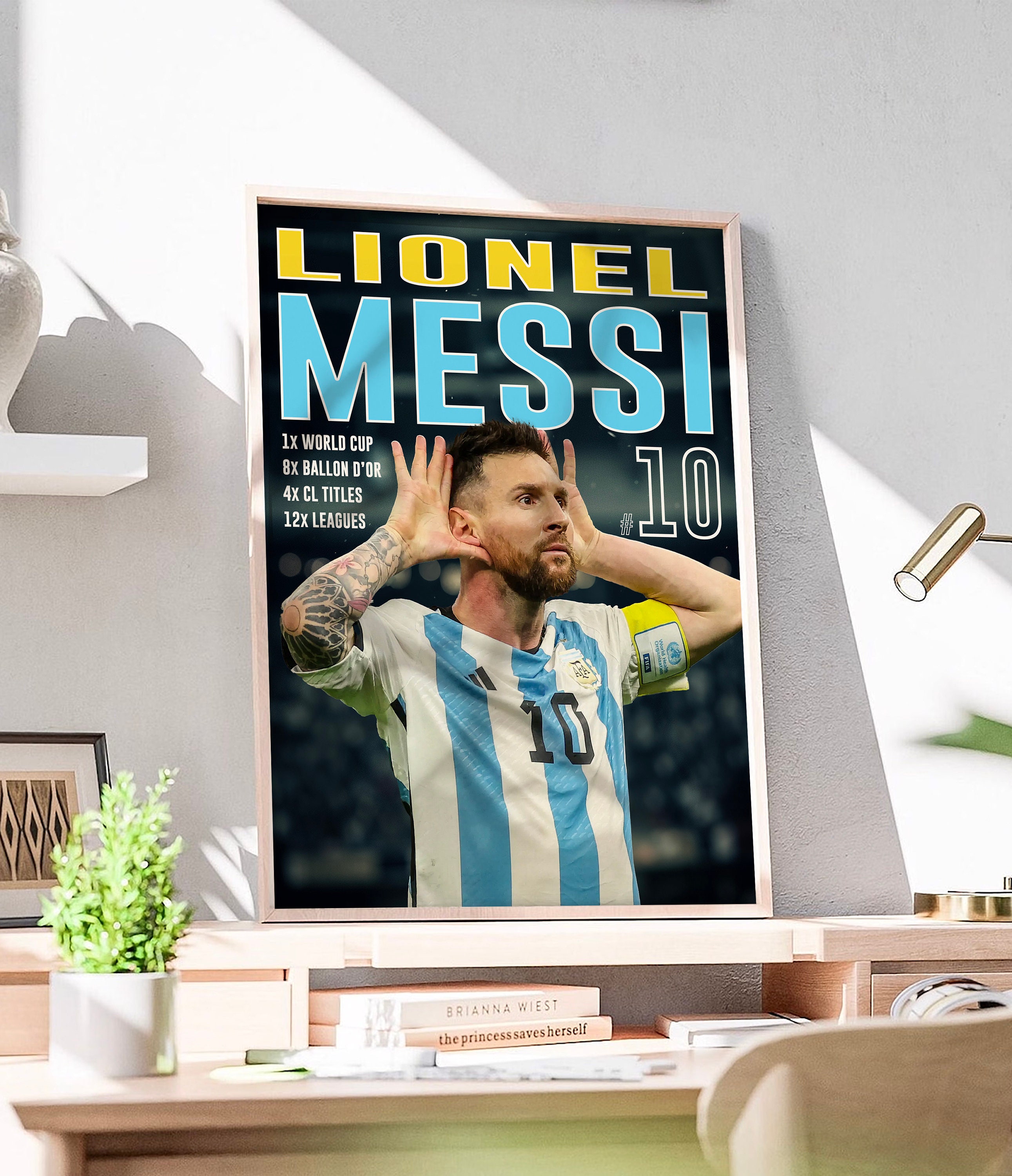 Printable Lionel Messi Poster With Football Titles, High Quality Wall ...