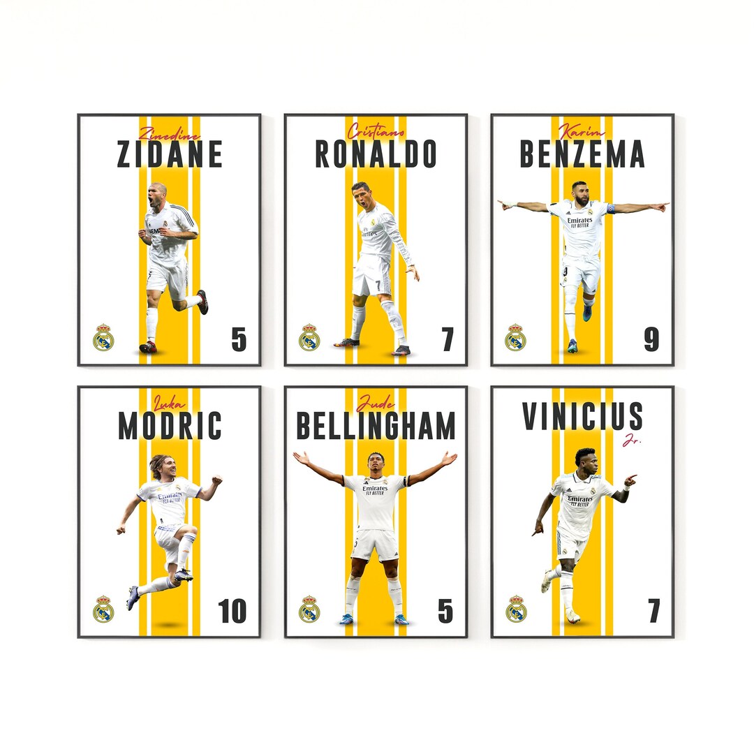 Real Madrid Printable Poster Bundle, Ronaldo Bellingham Zidane Modric ...