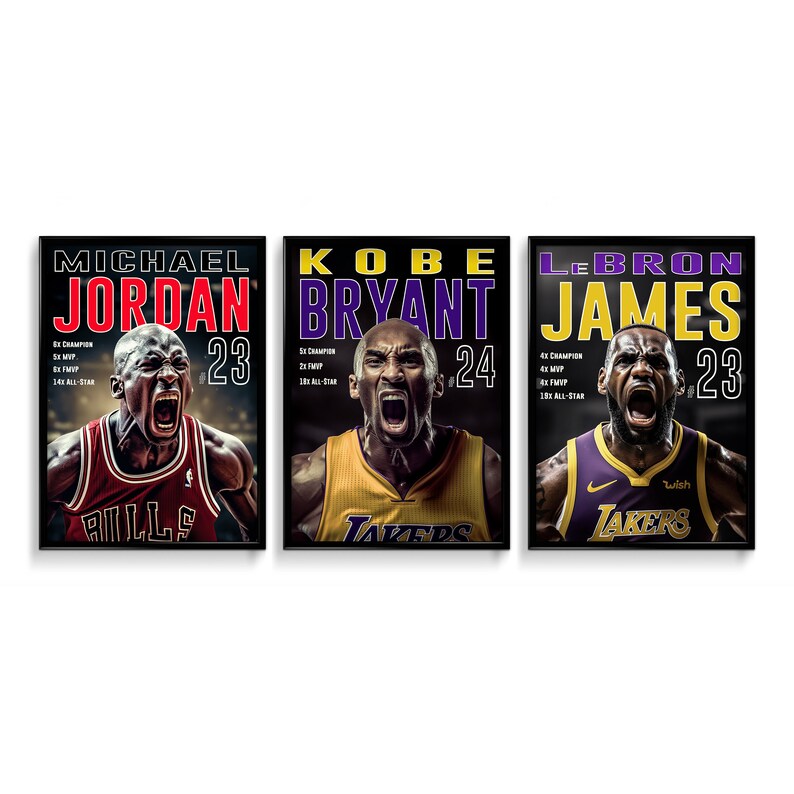 Kobe Bryant Lebron James And Michael Jordan Posters With Titles Nba