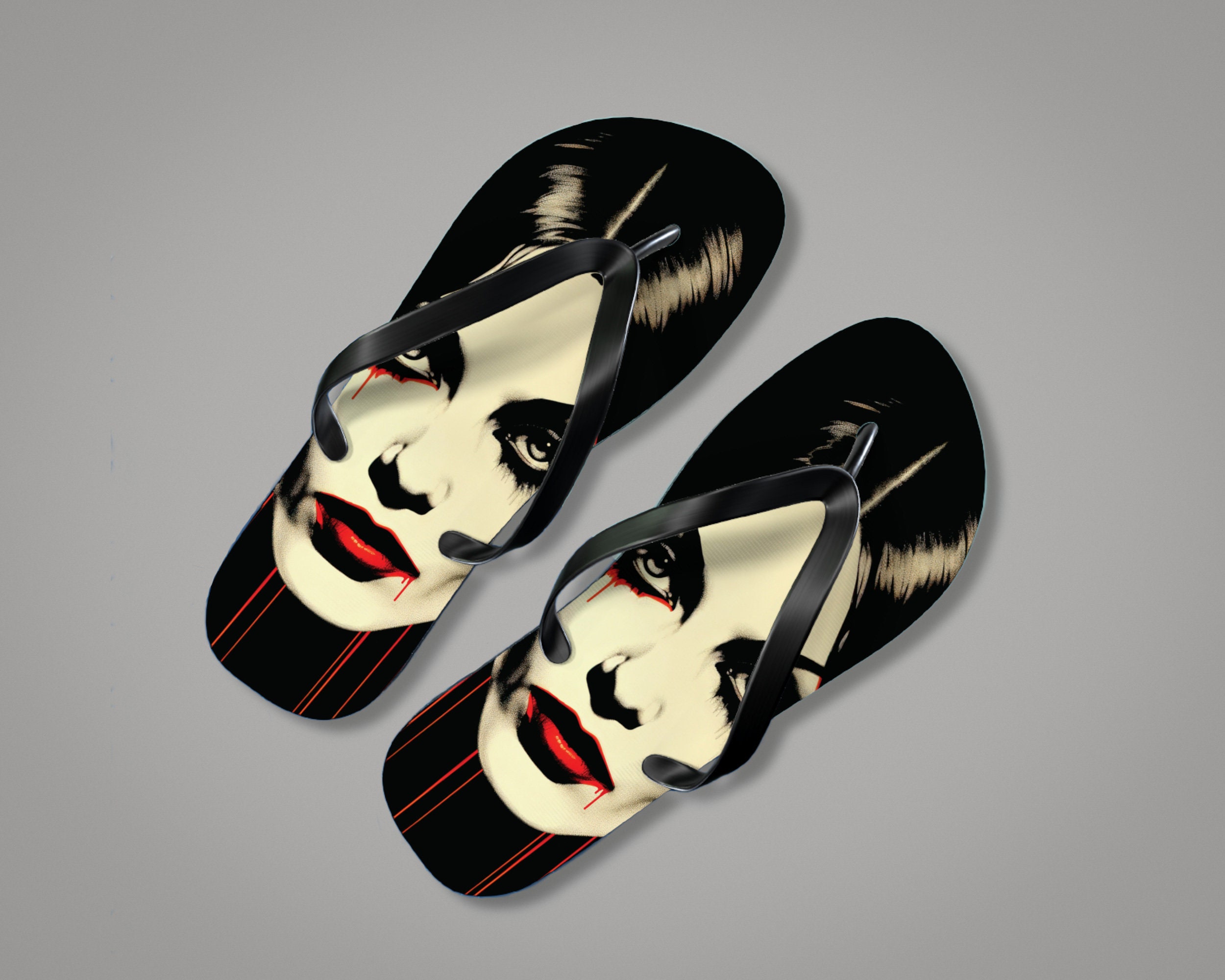 Vampire Girl Flipflops Horror Gift Retro 70s Slippers Vintage Horror ...