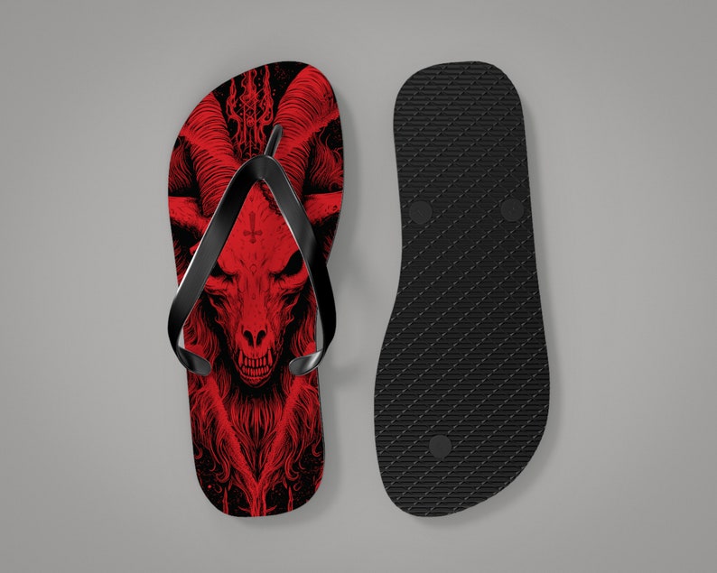 Red Devil 3 Flipflops Heavy Metal Flops Black Metal Flip-flops Horror ...