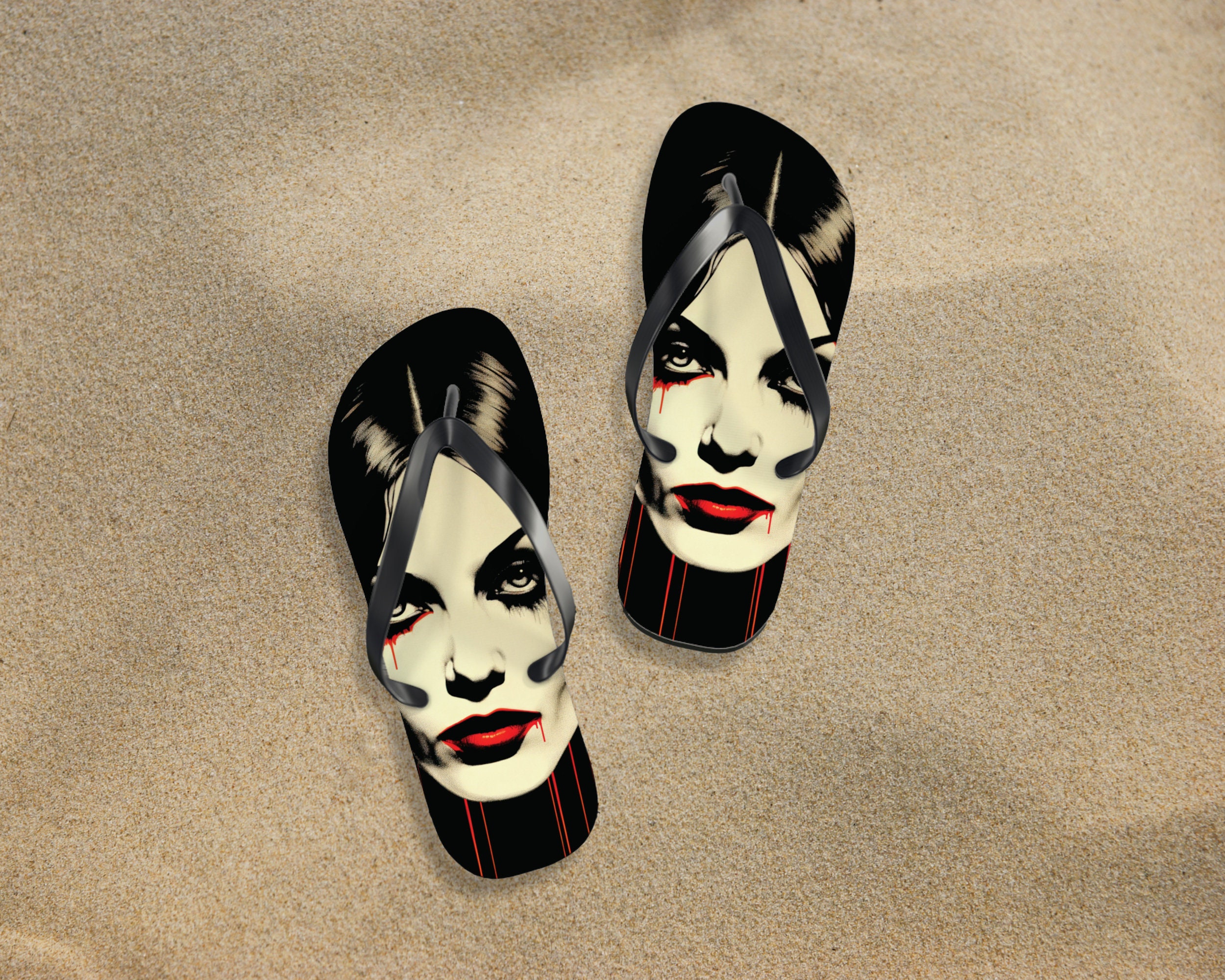 Vampire Girl Flipflops Horror Gift Retro 70s Slippers Vintage Horror ...