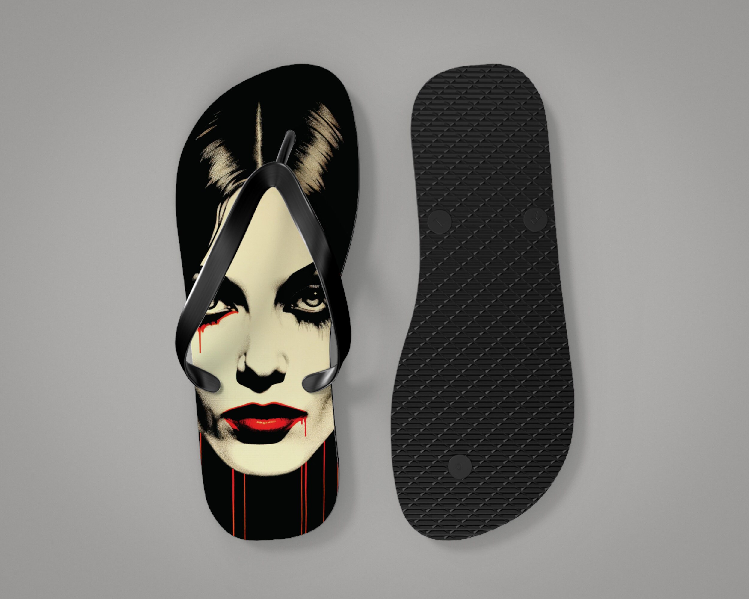 Vampire Girl Flipflops Horror Gift Retro 70s Slippers Vintage Horror ...