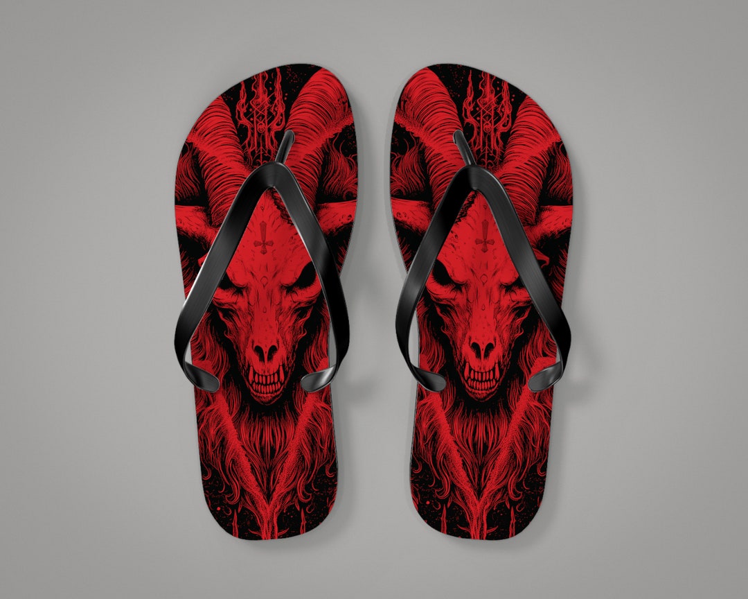 Red Devil 3 Flipflops Heavy Metal Flops Black Metal Flip-flops Horror ...