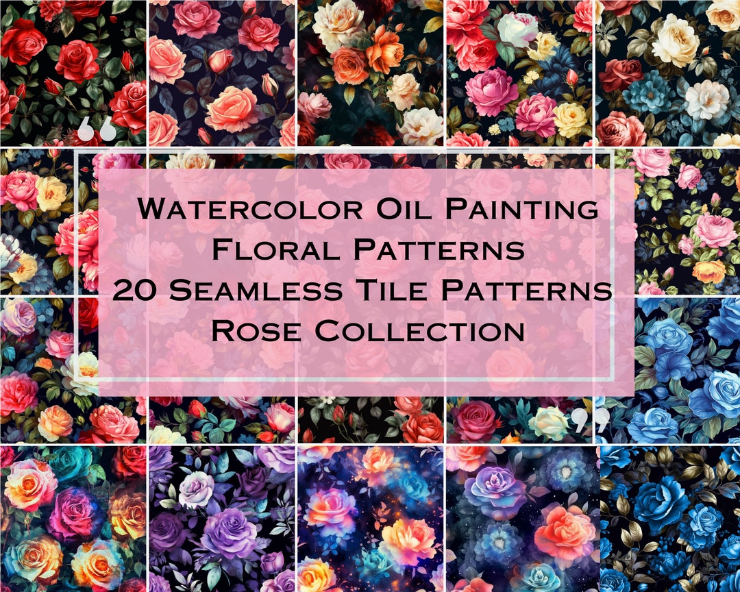 Watercolor Flower Patterns Digital Designs 20 Seamless Pattern Tile ...