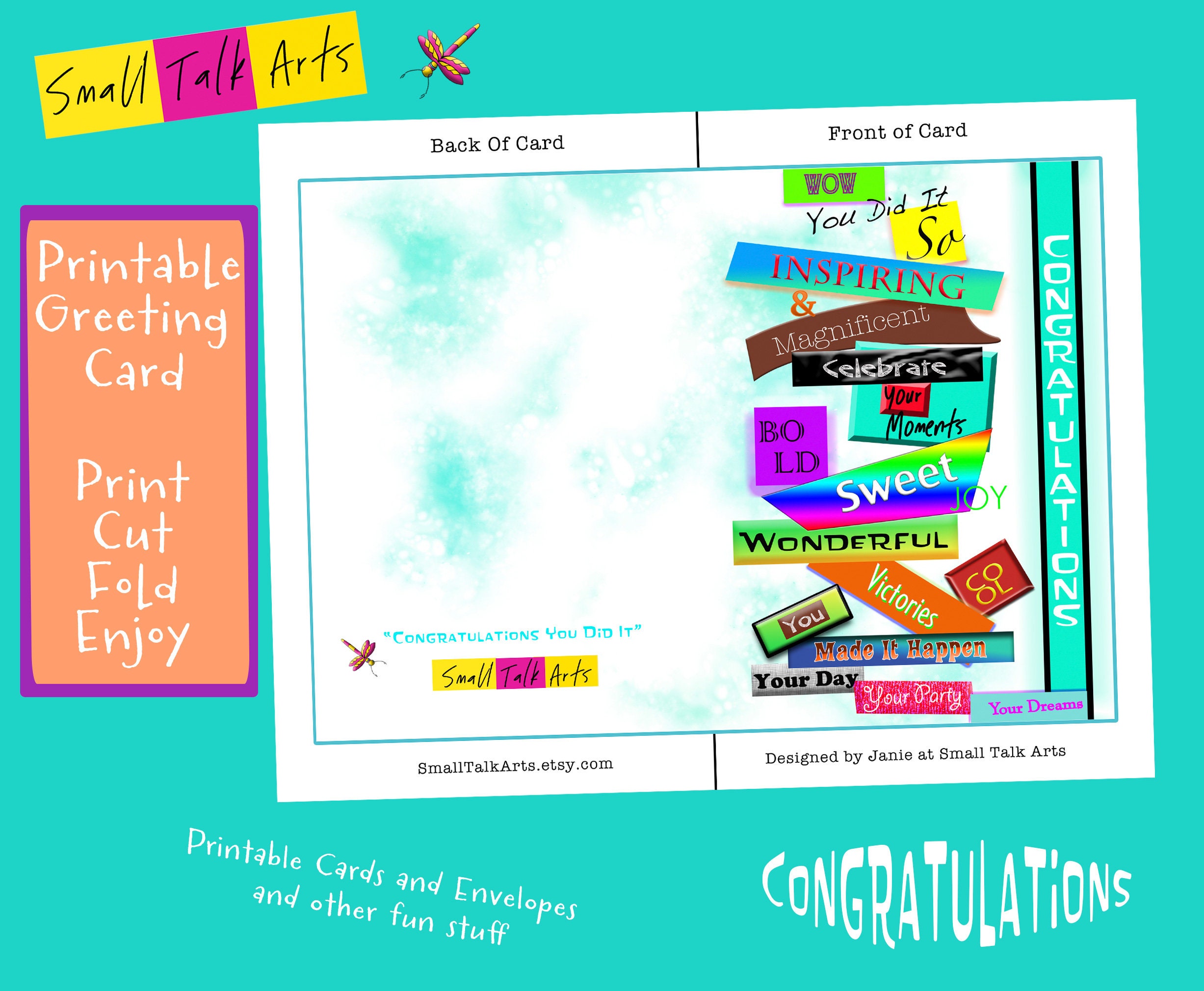 Printable "congratulations" Greeting Card With Envelope ...