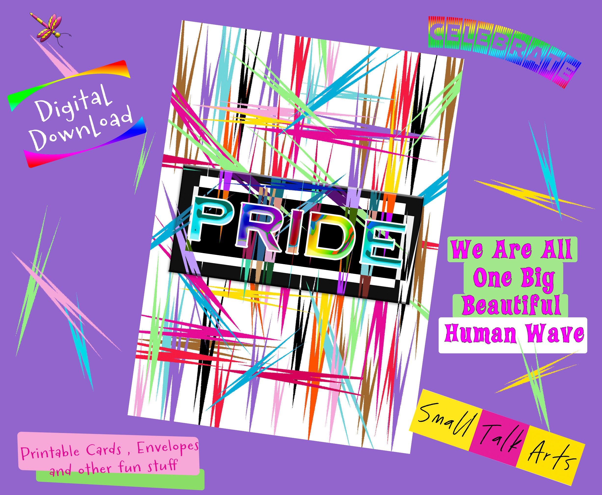 Printable "pride" Greeting Card Plus Custom Designed Envelope, Instant ...