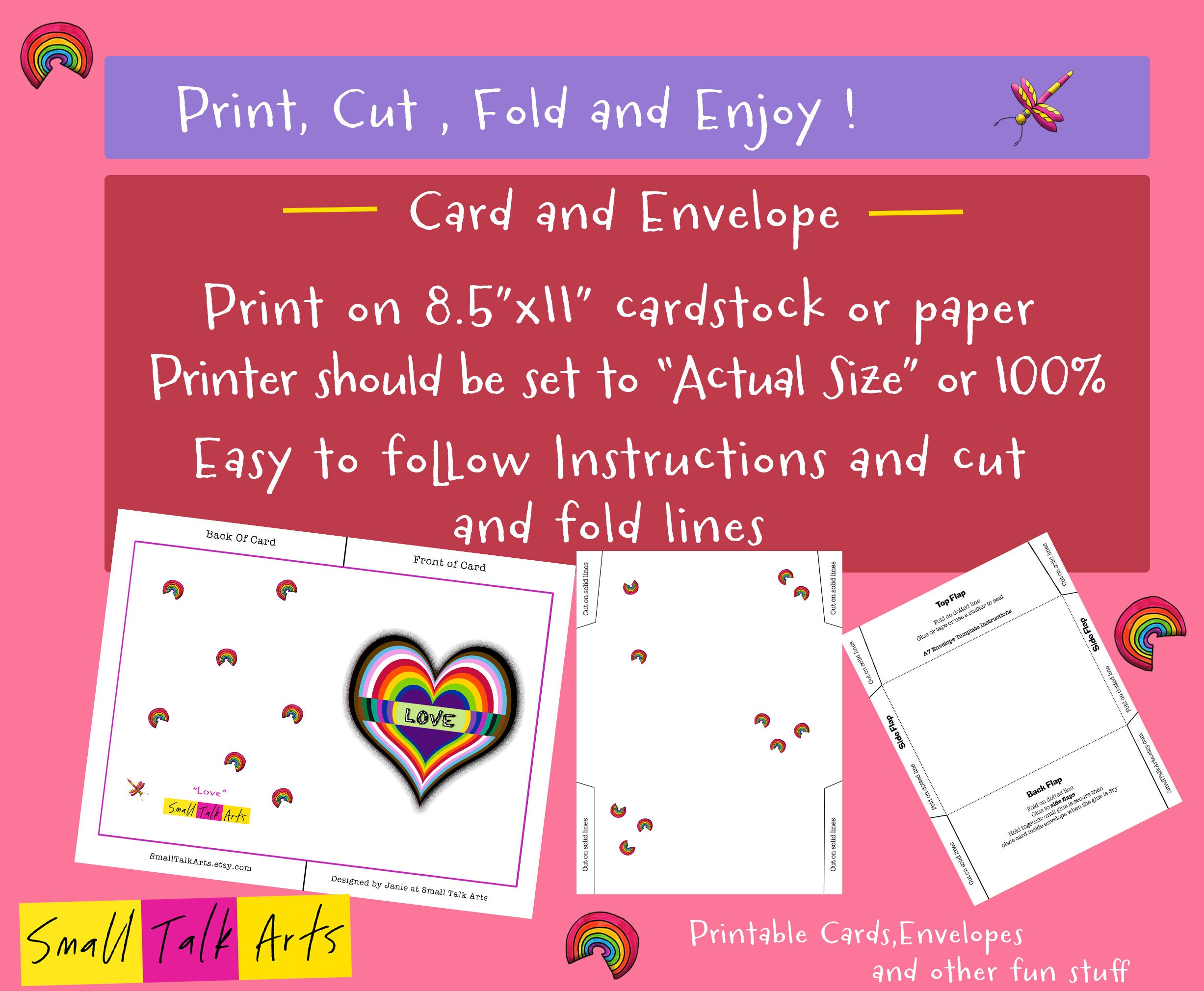 Printable "love" Pride Greeting Card Plus Custom Designed Envelope ...