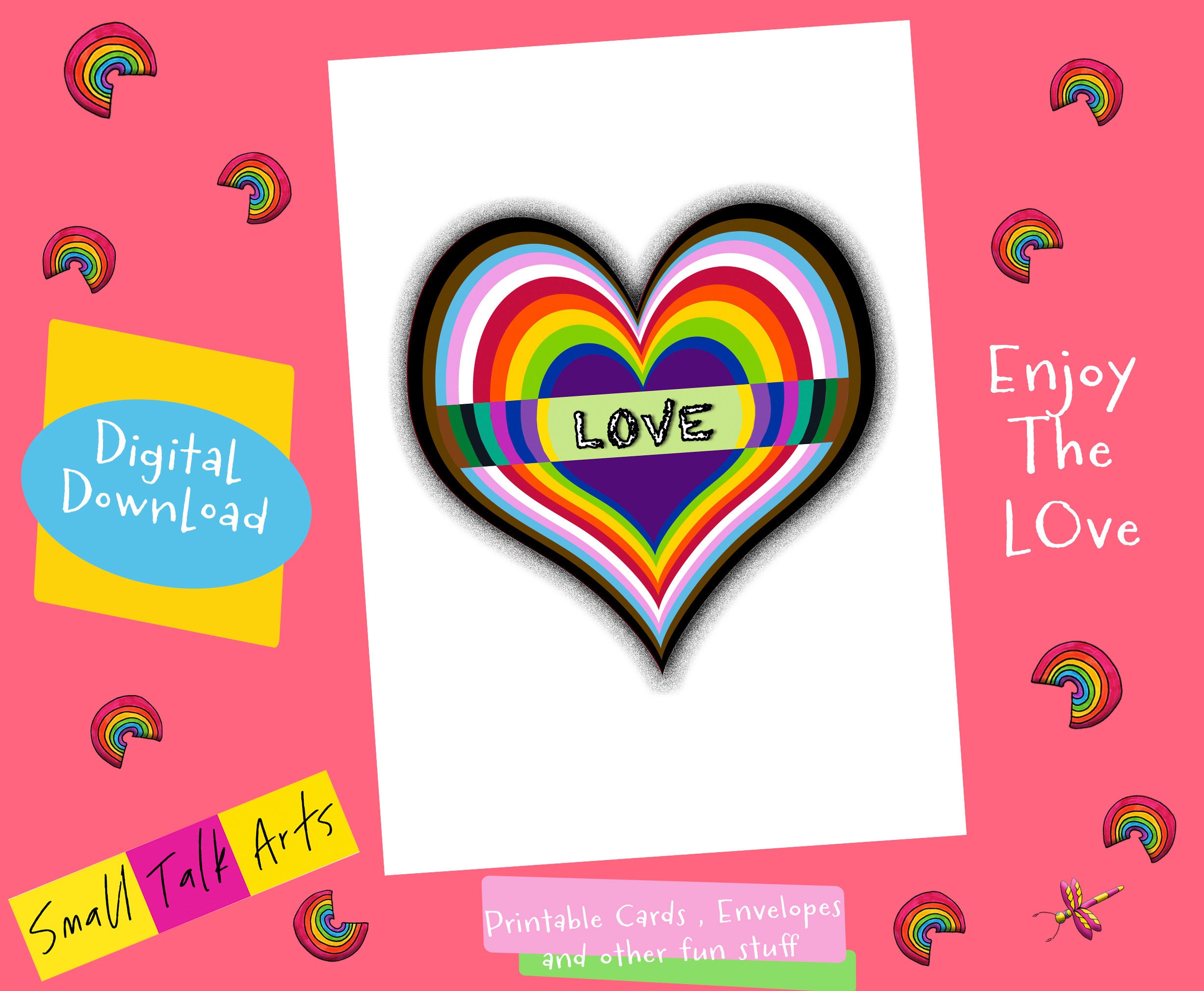 Printable "love" Pride Greeting Card Plus Custom Designed Envelope ...