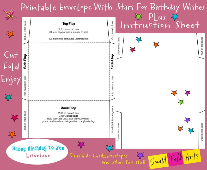 Printable "happy Birthday" Greeting Card, 5X7 Card Plus Custom Envelope ...