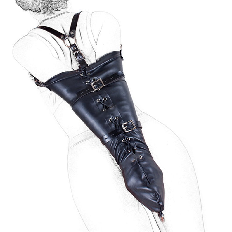 Arm Binder Glove Sleeves,behind Back Bondage Armbinder,bdsm Leather Handcuffs Straight Jacket ...
