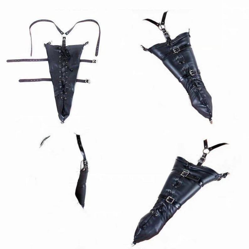 Arm Binder Glove Sleevesbehind Back Bondage Armbinderbdsm Leather Handcuffs Straight Jacket 