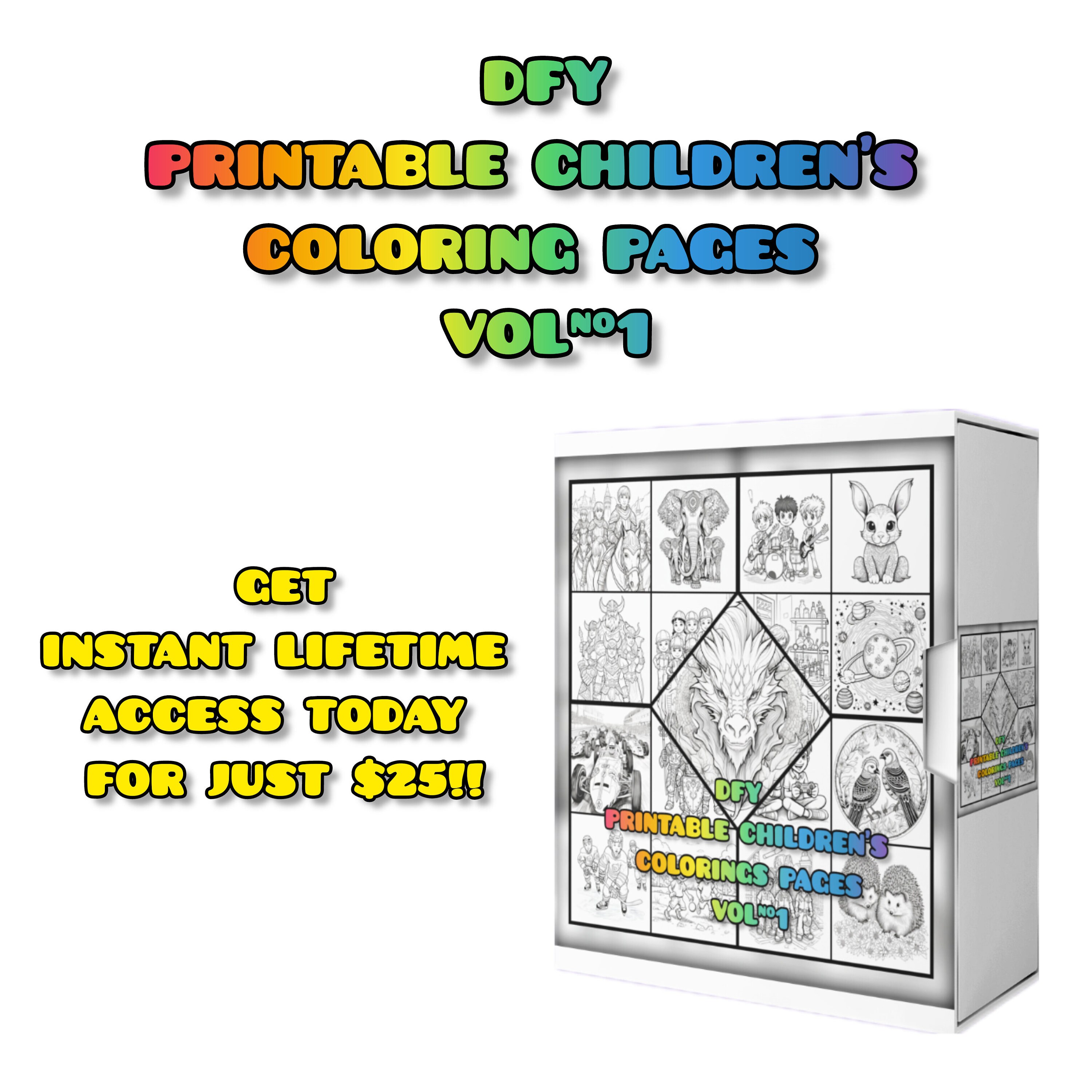 Dfy Printable Children's Coloring Page's Vol1 - Etsy