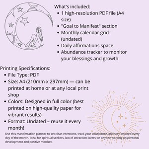 Manifest the Month – Celestial Printable Monthly Manifestation Planner ...