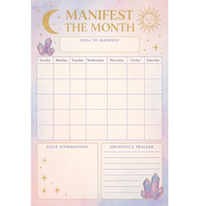 Manifest the Month – Celestial Printable Monthly Manifestation Planner ...