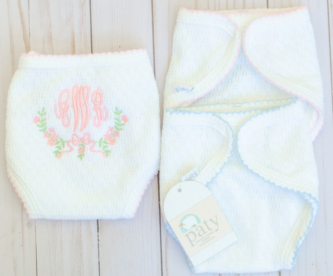 Monogrammed Paty Luxury Knit Picot Trim Newborn Diaper Cover - Etsy