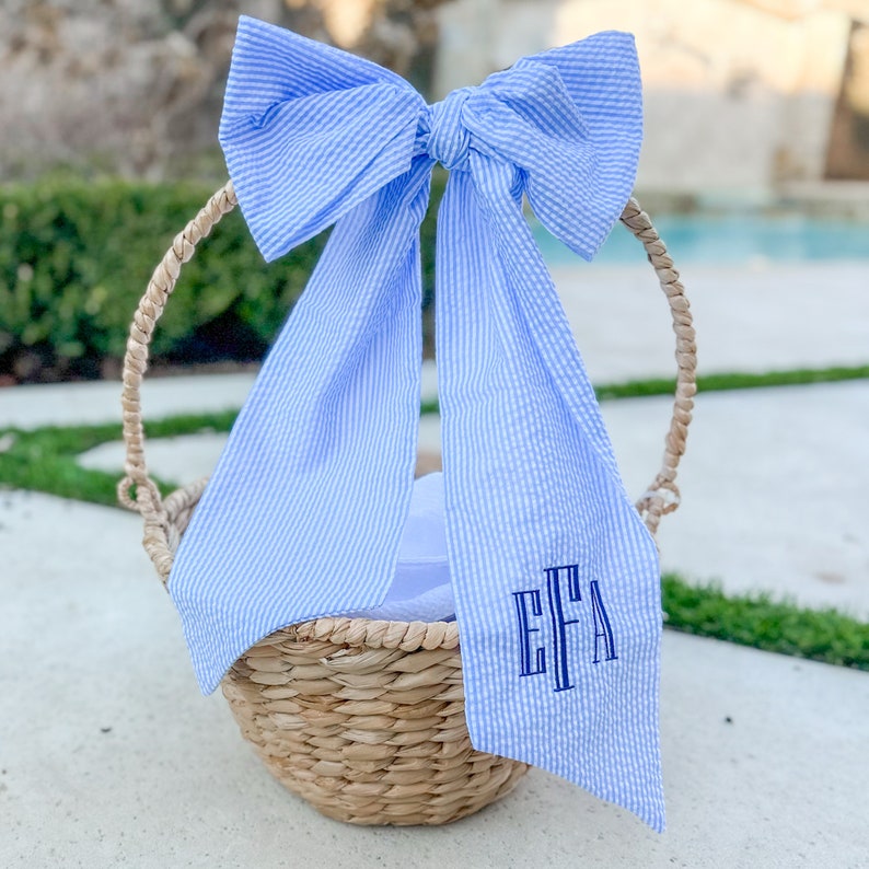 Personalized Seersucker Easter Basket Wreath or Swaddle Sash - Etsy