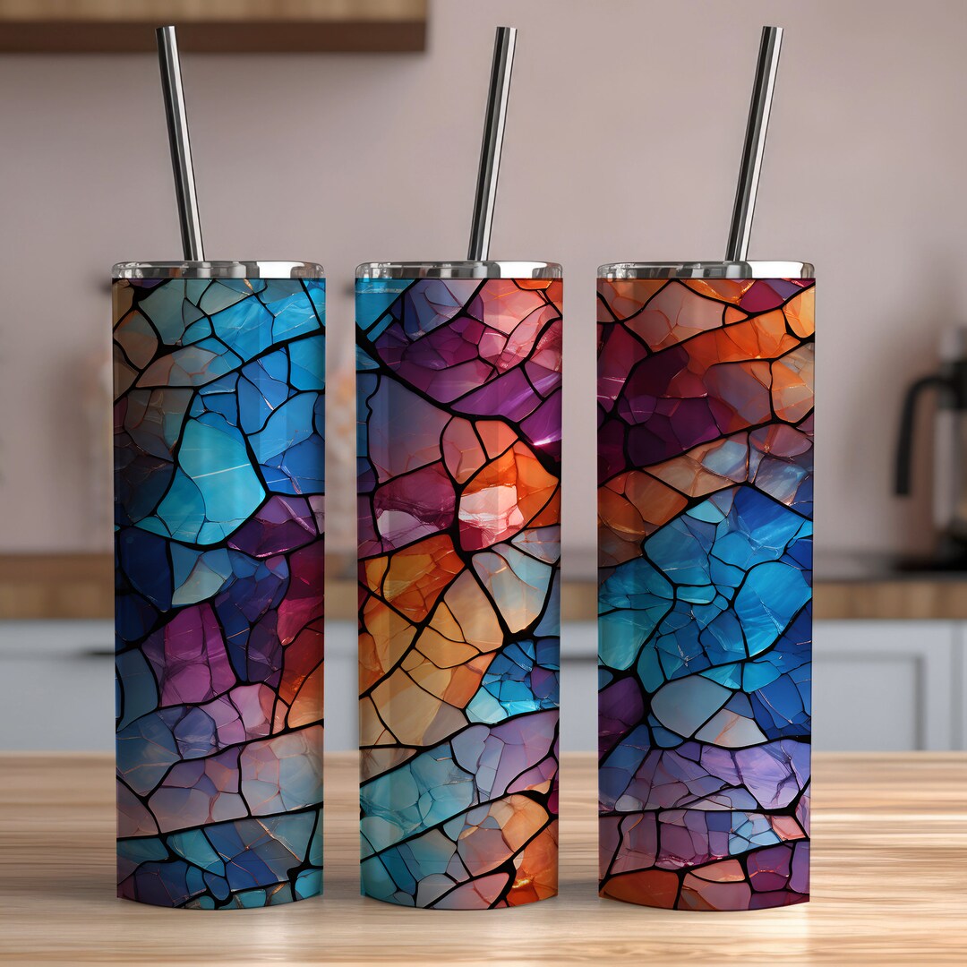 Stained Glass Tumbler, 3D Print, 20 Oz Skinny Tumbler Sublimation ...