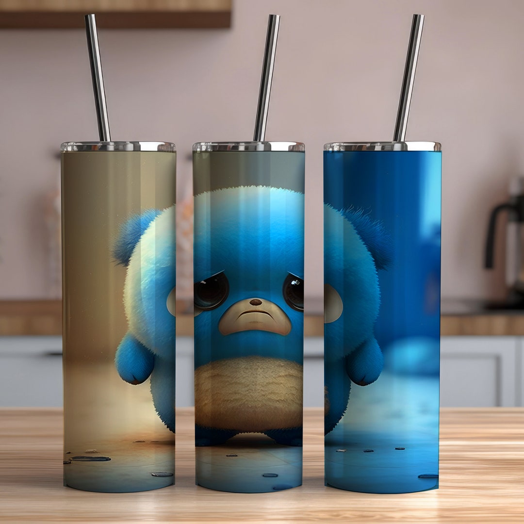 Cute Blue Plushie Tumbler Blue Plushie Print20 Oz Skinny - Etsy