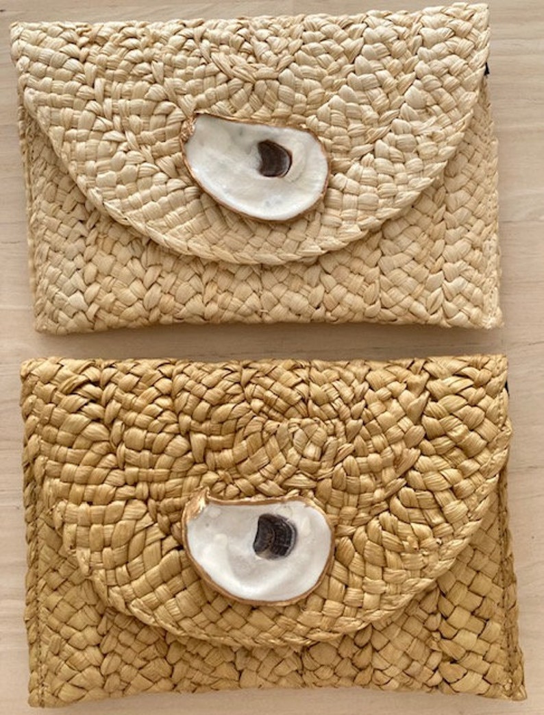 Oyster Adorned Seagrass Clutch Beach Wedding Bridesmaids Gift Beach ...
