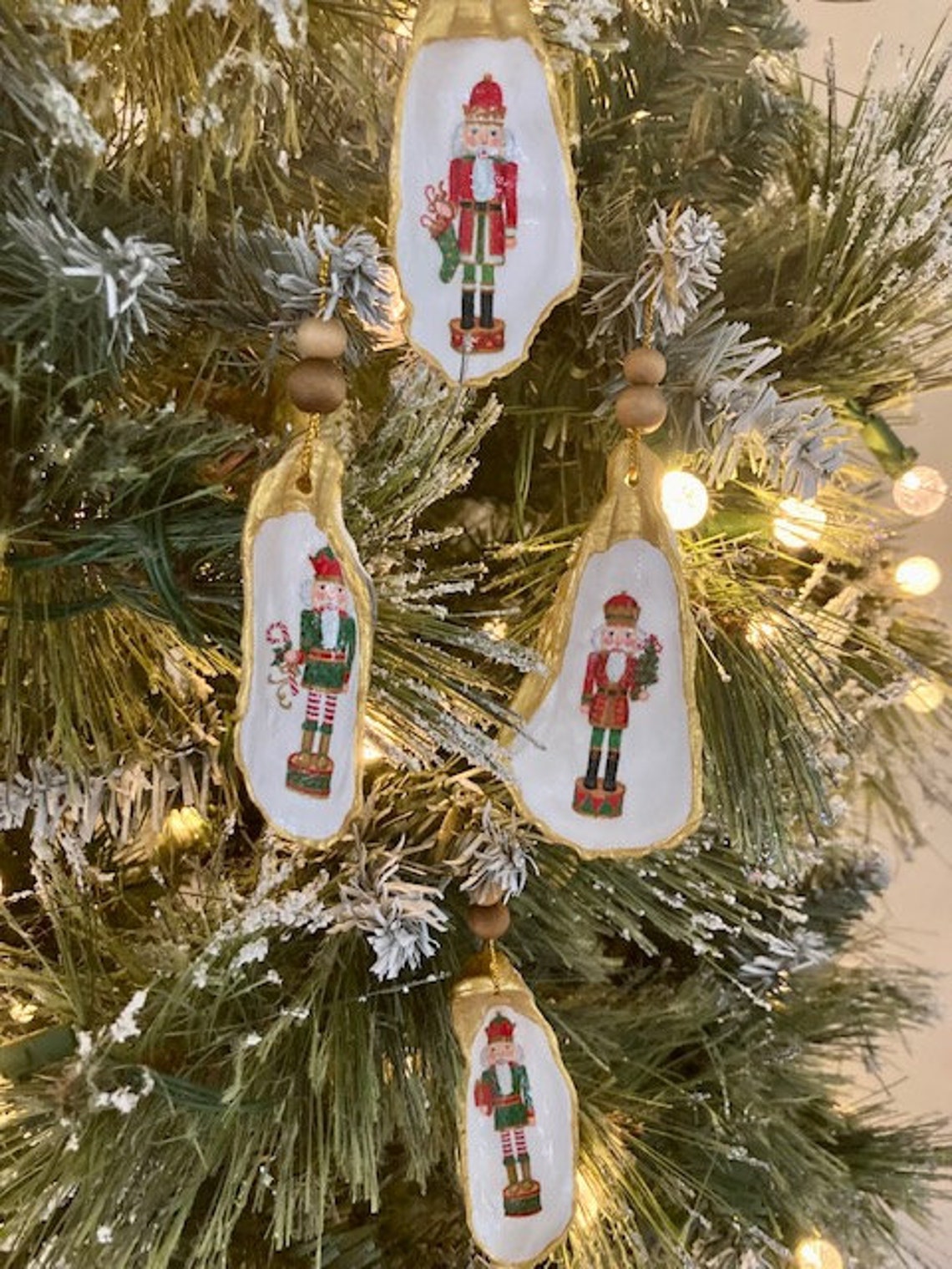 Nutcracker Oyster Shell Christmas Holiday Ornaments, a 4 Ornament Suite ...