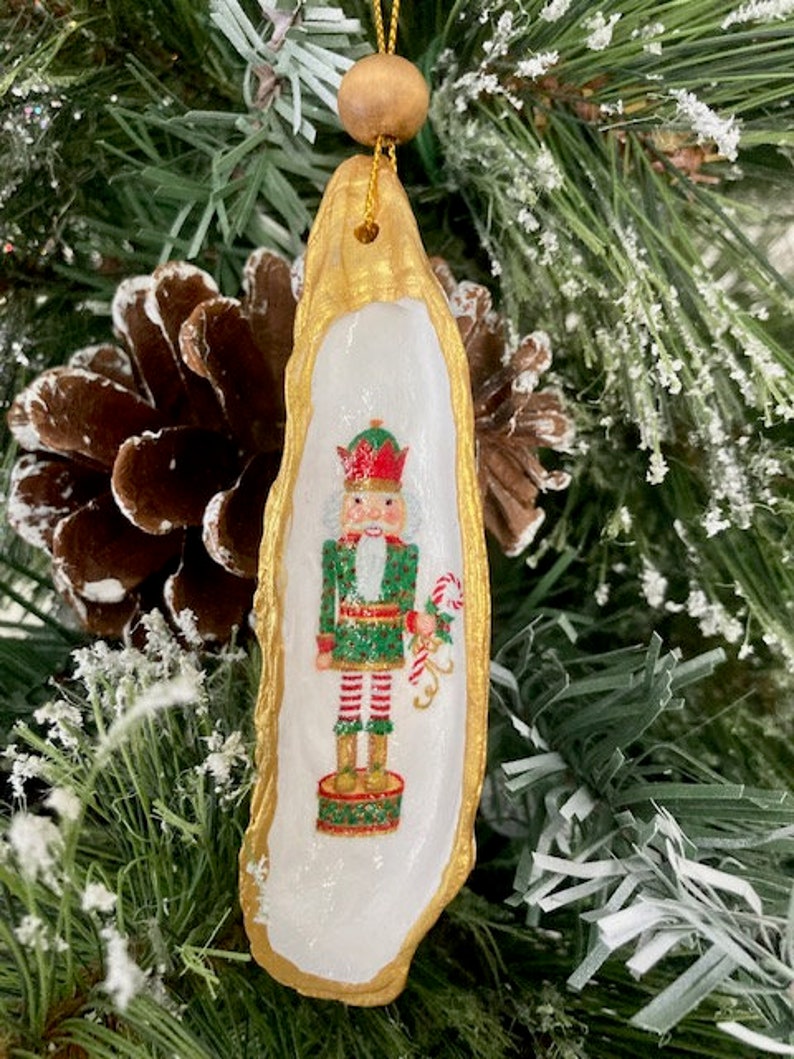 Nutcracker Oyster Shell Christmas Holiday Ornaments, a 4 Ornament Suite ...