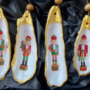 Nutcracker Oyster Shell Christmas Holiday Ornaments, a 4 Ornament Suite ...