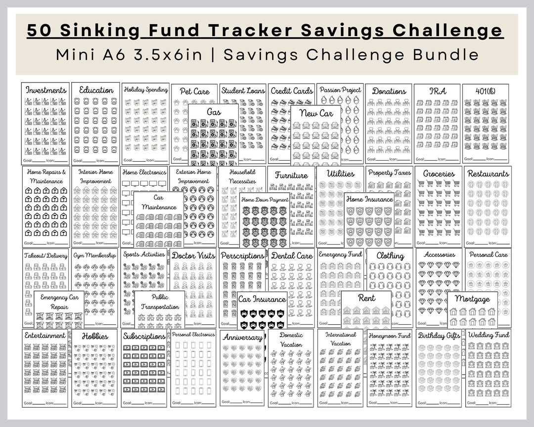 A6 Mini Savings Challenge Trackers, Savings Challenge Bundle, Printable ...