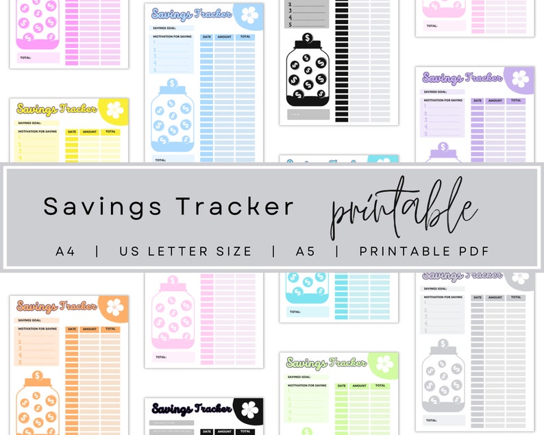 Savings Tracker Printable, Savings Planner, Tracker PDF Template, 3 ...