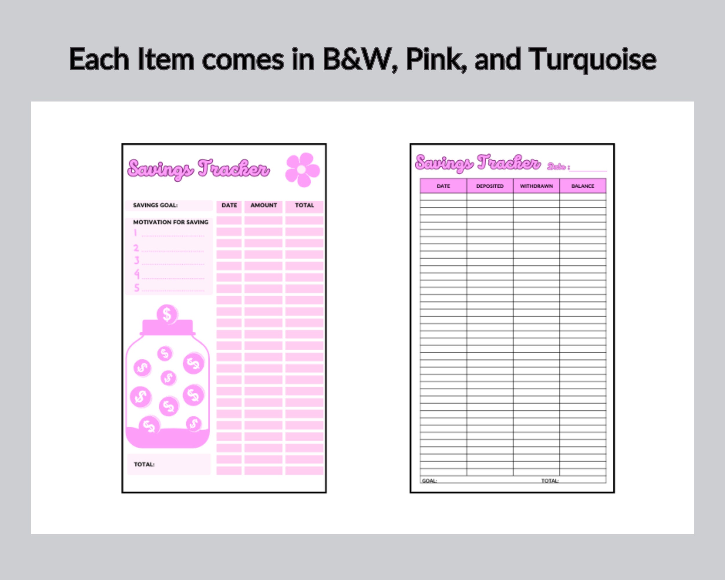 Mini A6 Savings Challenge Printable Bundle, Savings Challenge Trackers ...