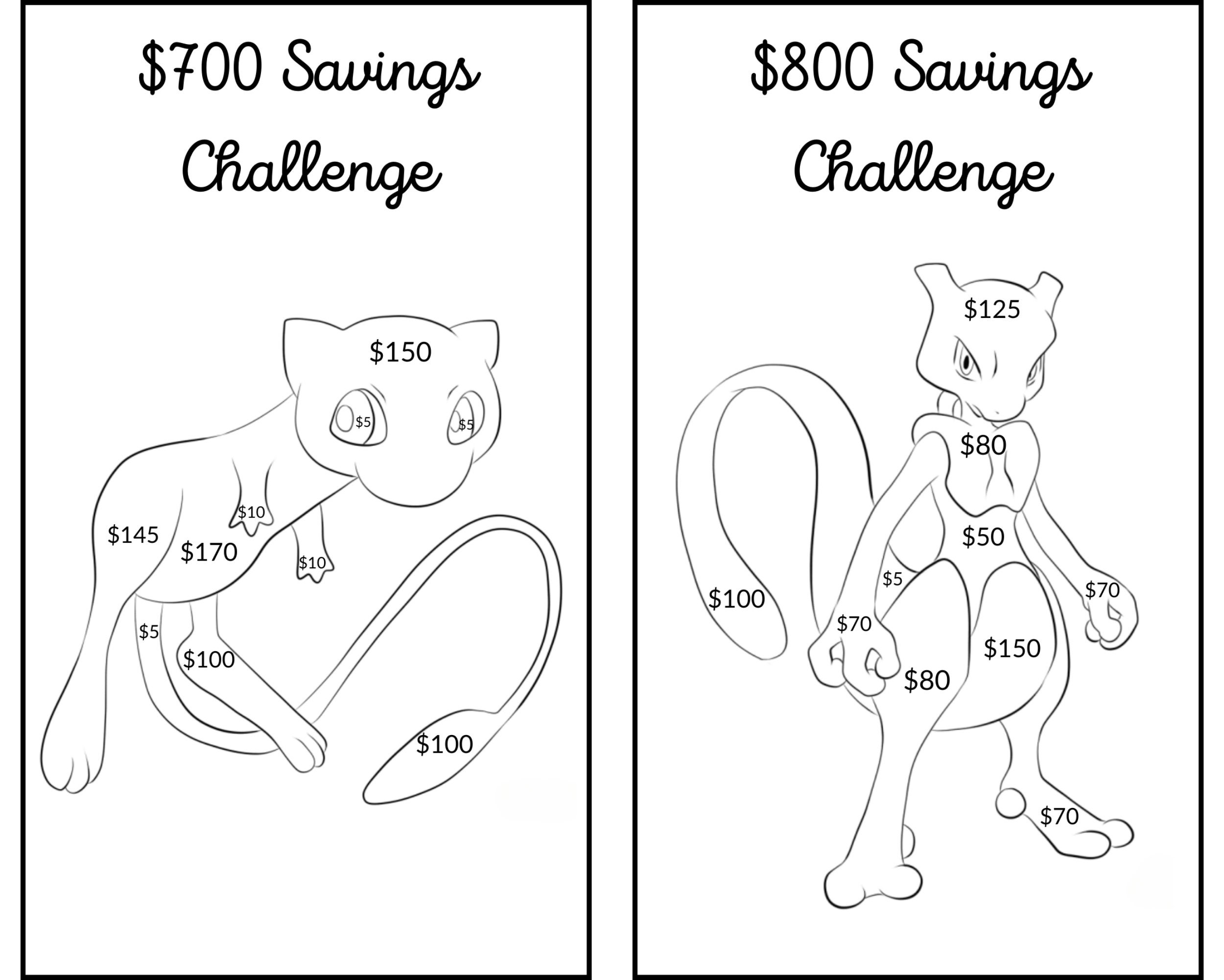 Pokemon Savings Challenge Bundle | A6 Printable Coloring & Money Saving ...