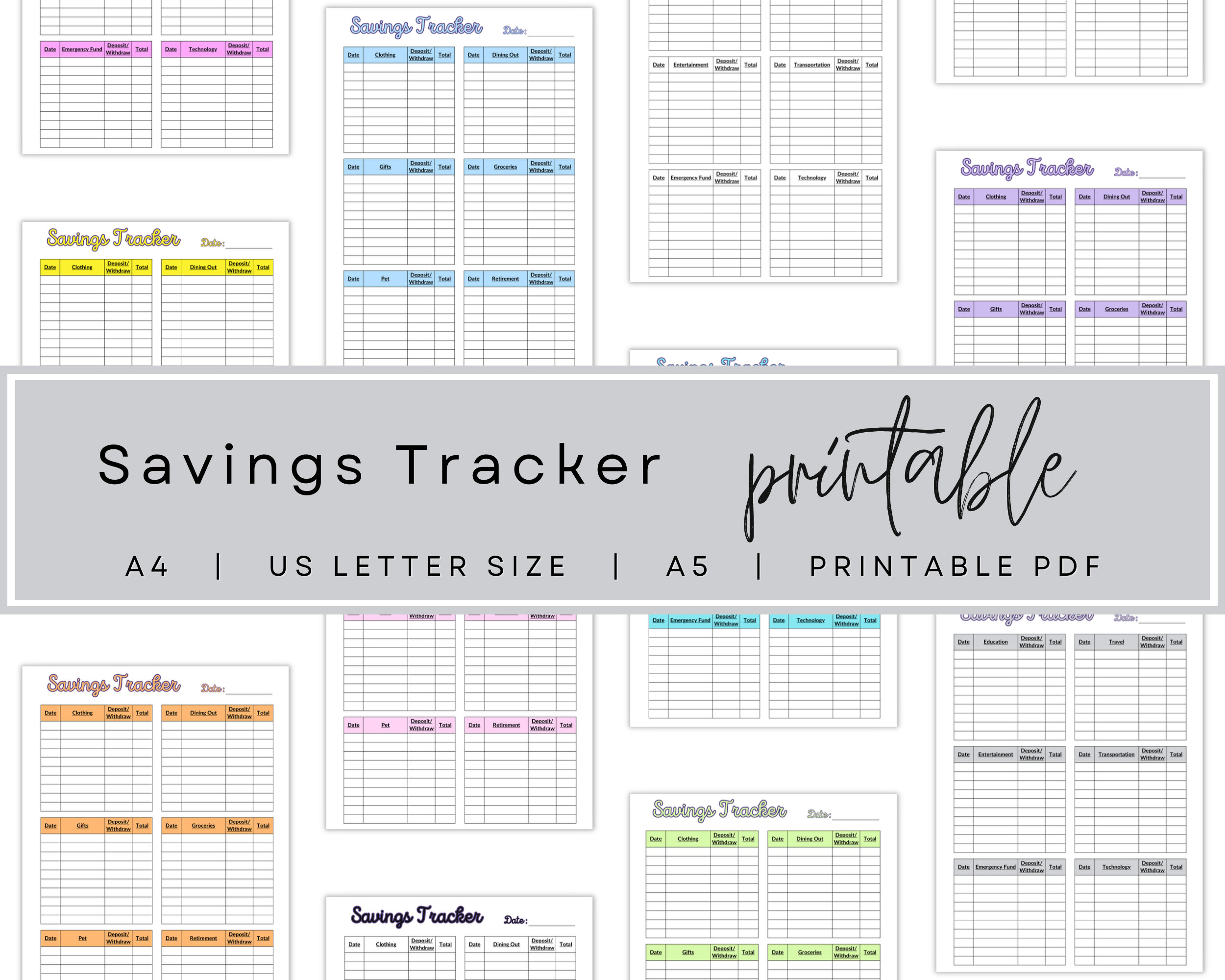 Savings Tracker Printable, Savings Planner, PDF Template Tracker, 3 ...