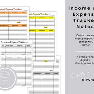 Income and Expense Tracker Printable, Expense Tracker, Income Tracker ...