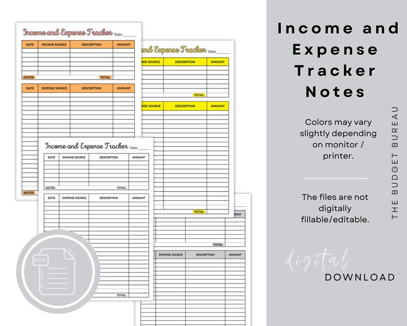 Income and Expense Tracker Printable, Expense Tracker, Income Tracker ...
