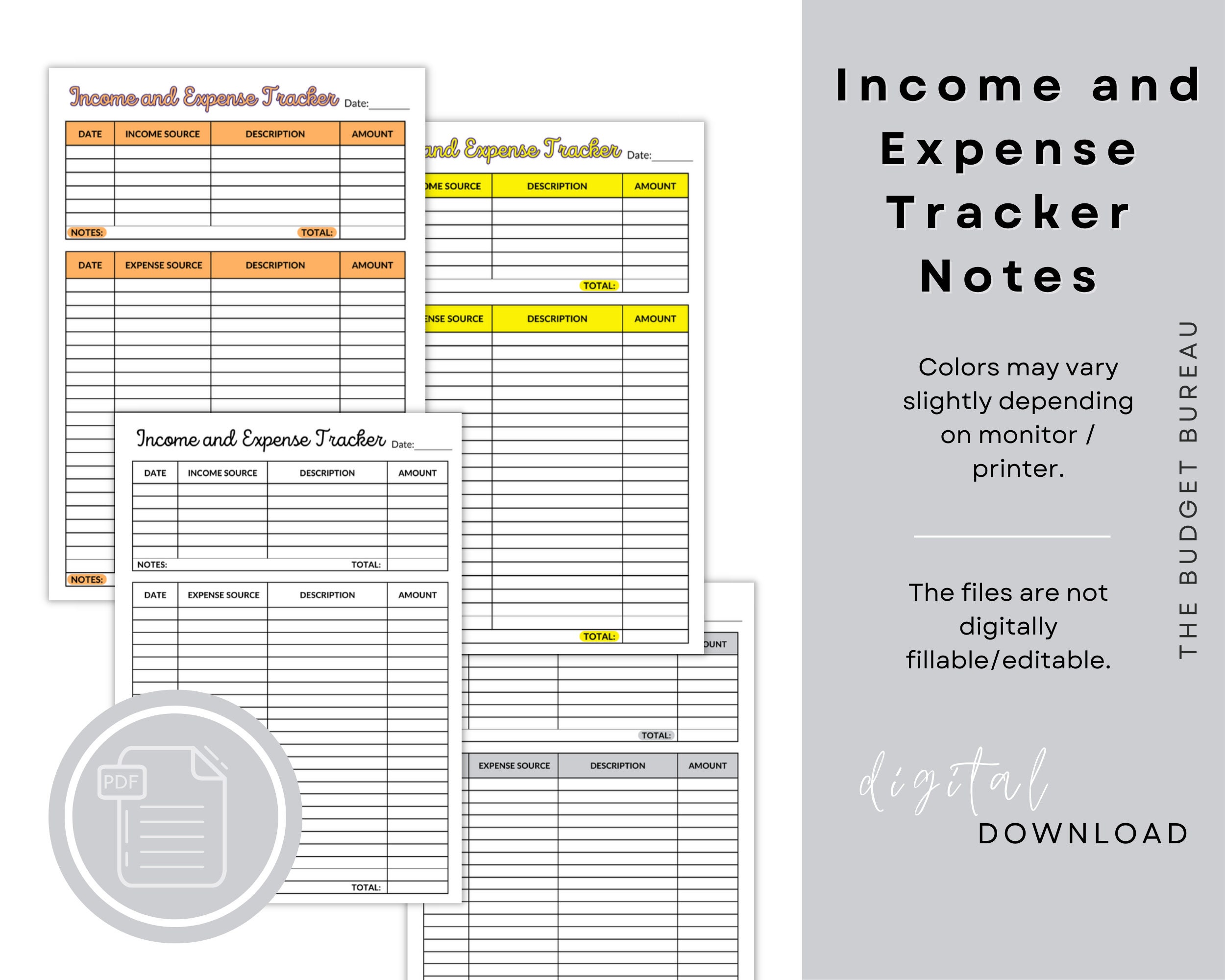 Printable Income and Expense Tracker (A4, A5, US Letter, Digital ...